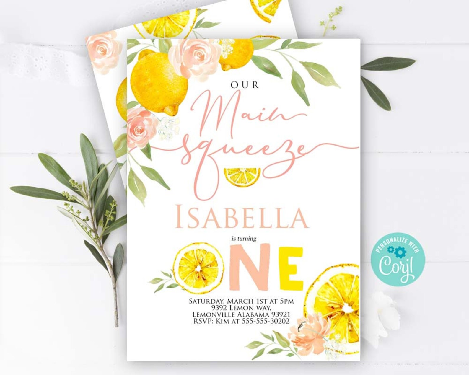 MAIN SQUEEZE Birthday invitation Lemon first birthday | Etsy