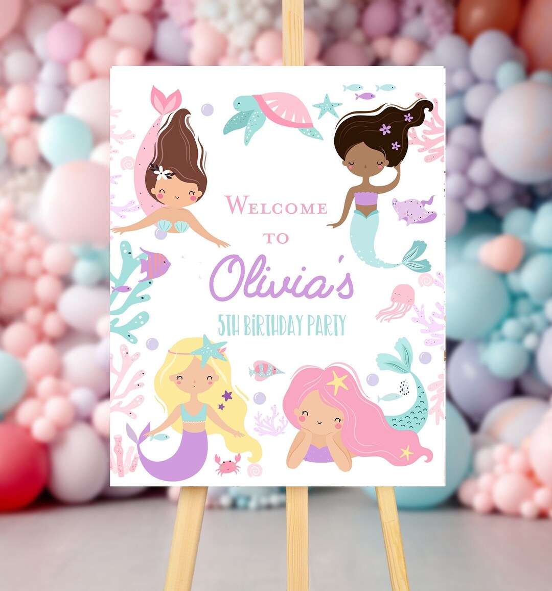 Mermaid Welcome Sign, Oneder the Sea First Birthday Party Dive Into ...