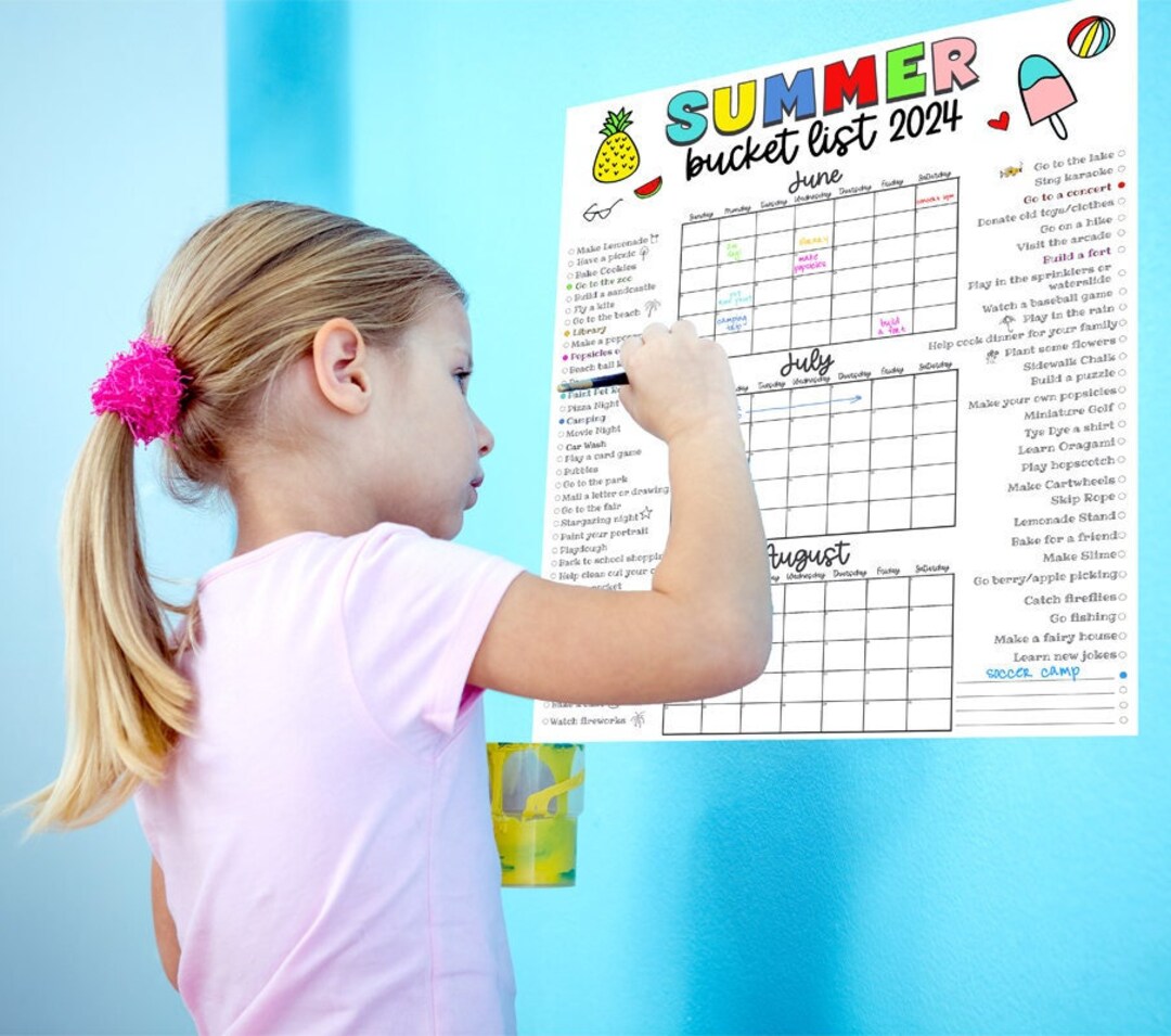2024 Summer Bucket List, Kids Summer Activity Poster Printable, Kid's ...