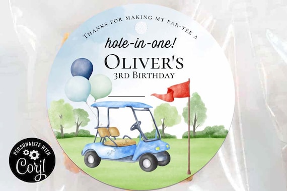 Golf Birthday Party Sticker Editable Printable File Golf - Etsy