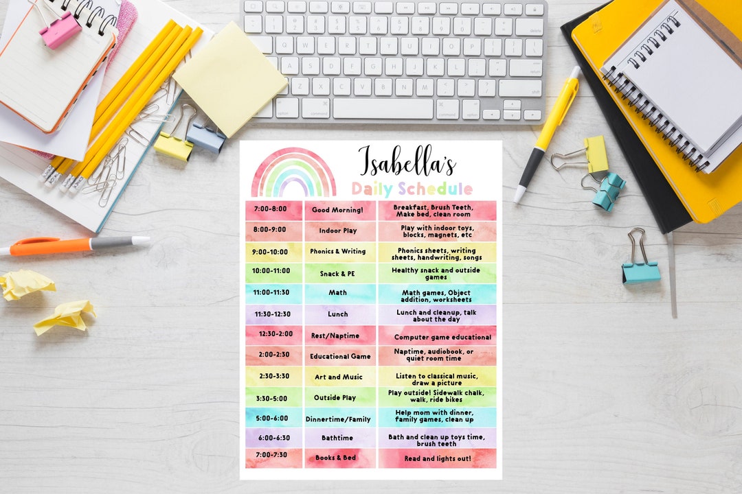 Kids School Schedule Printable Schedule for Kids Daily Schedule ...