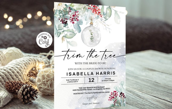 Editable TRIM the TREE Shower WINTER Bridal Shower Invitation - Etsy