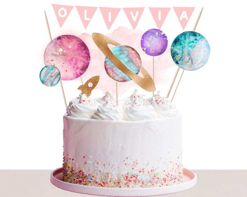PRINTABLE Girl Outer Space Cake Topper Instant Download - Etsy
