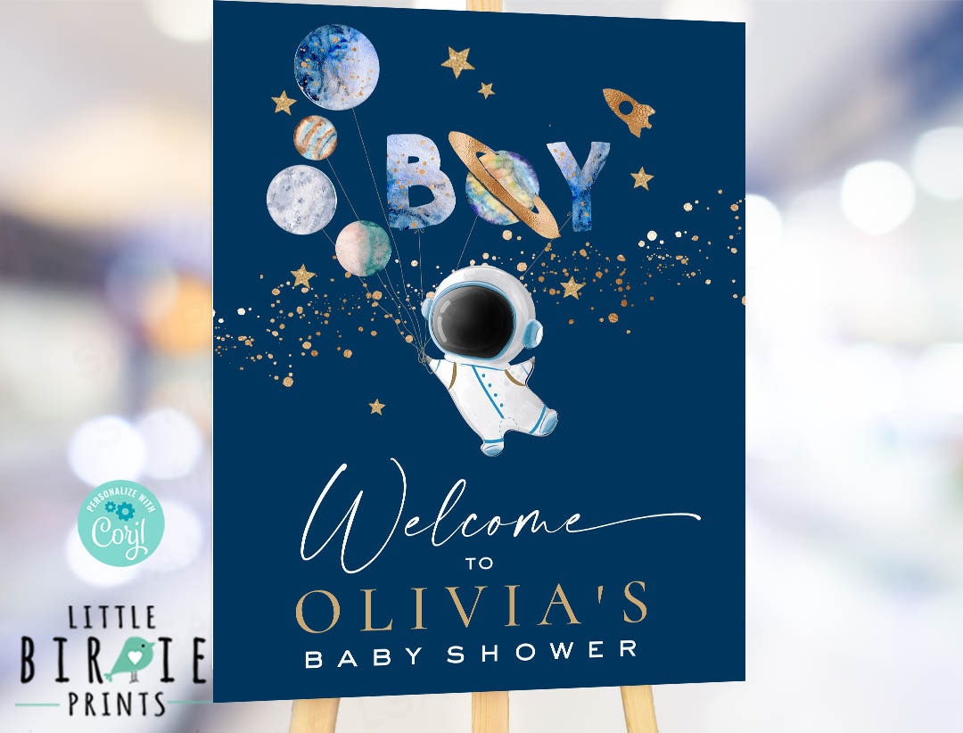Editable Space Baby Shower Welcome Sign, Astronaut Outer Space Shower ...