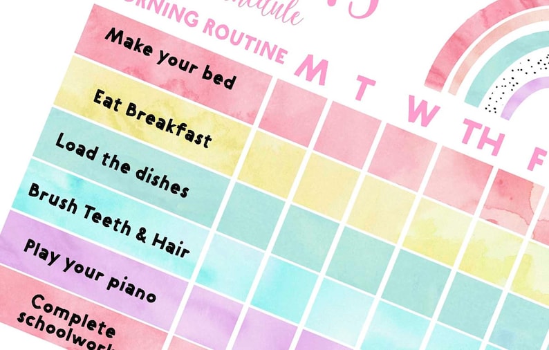 Editable Unicorn chore chart Rainbow Reward chart instant | Etsy