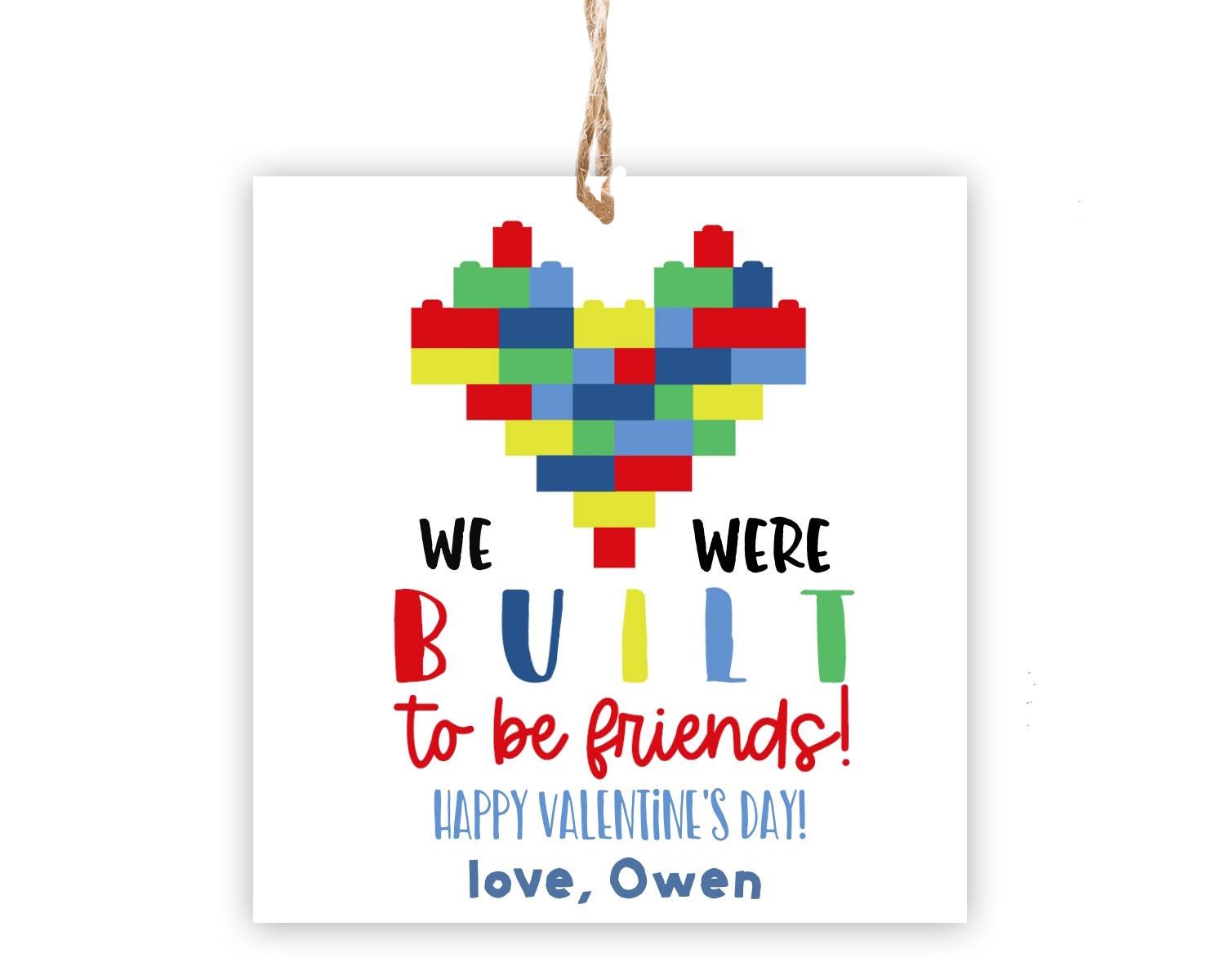 Printable Building Blocks Valentine Tag, BOY Built to Be Friends ...