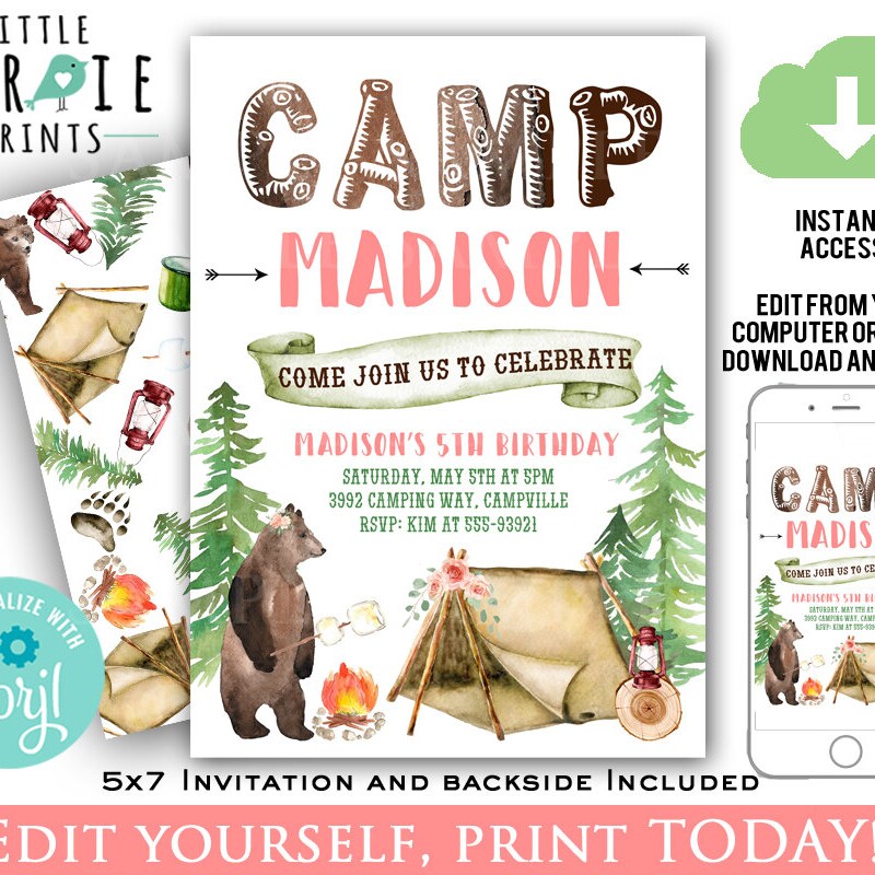 Camping Invitations - Etsy