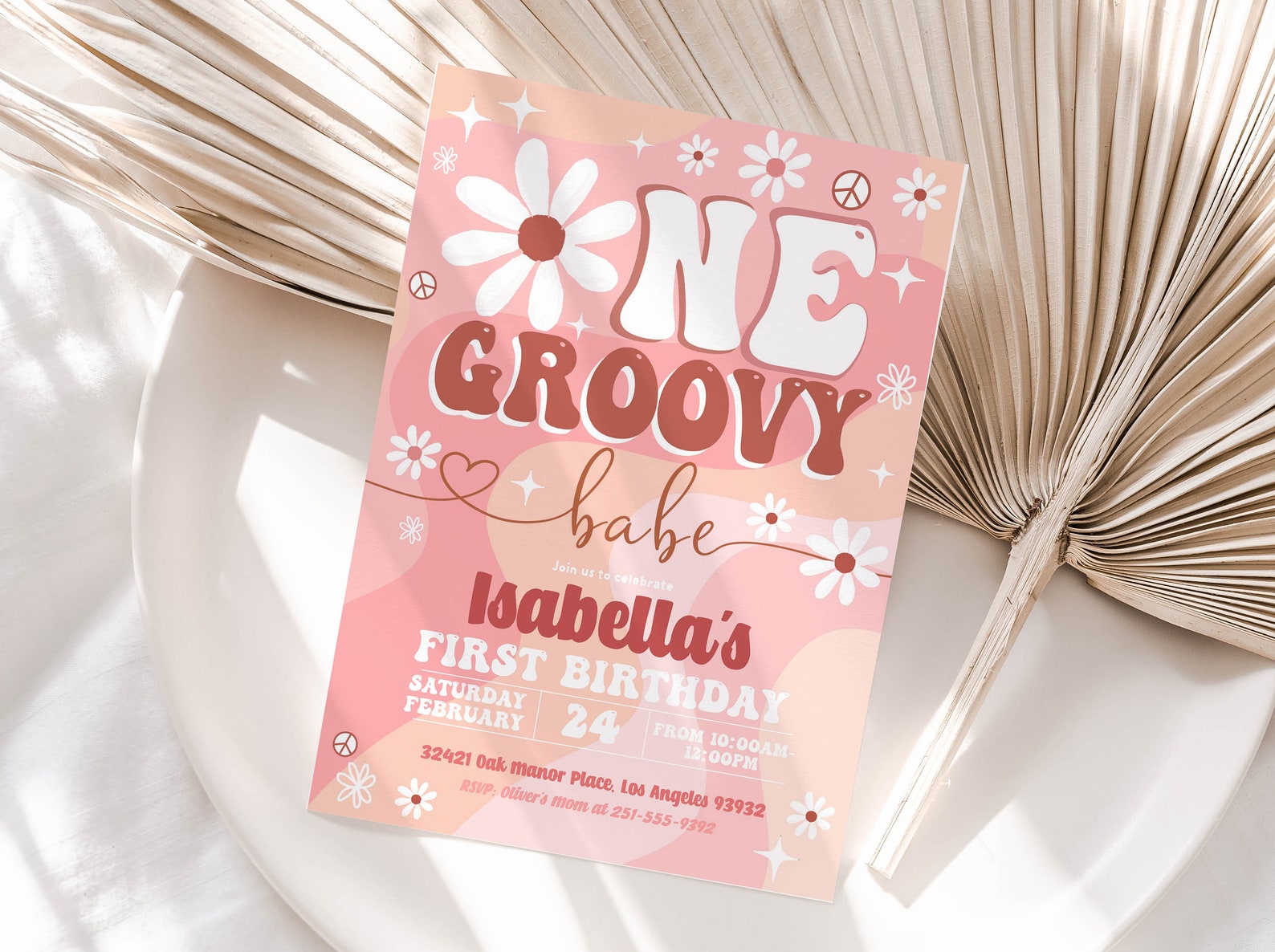 Editable Groovy One 1st Birthday Party Invite One Groovy Babe - Etsy