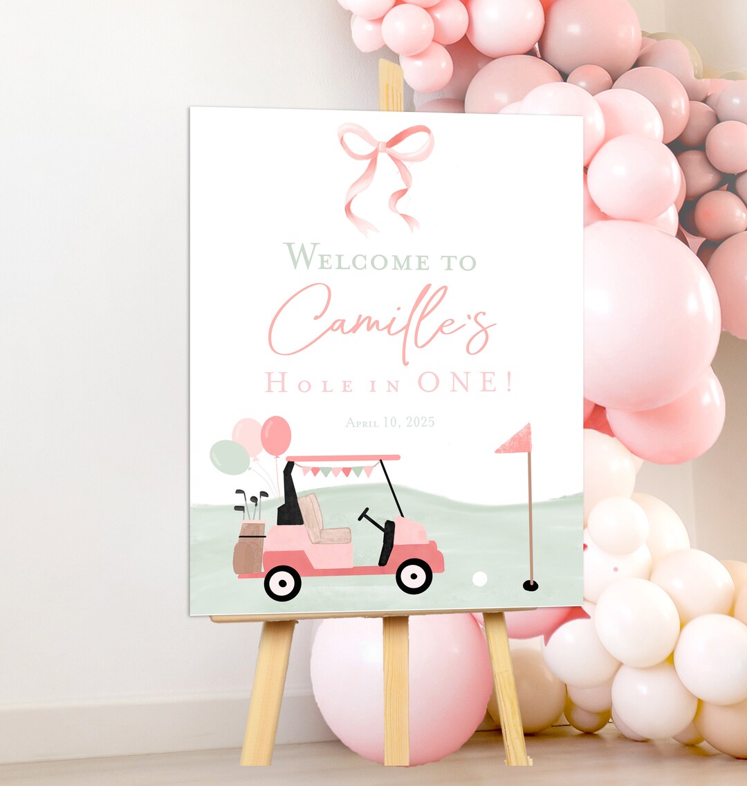 Hole in One First Birthday Welcome Sign Printable Editable Golf 1st ...