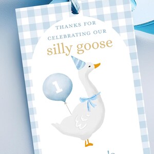 One Silly Goose Birthday Party Favor Tags, Boy Goose First Birthday ...