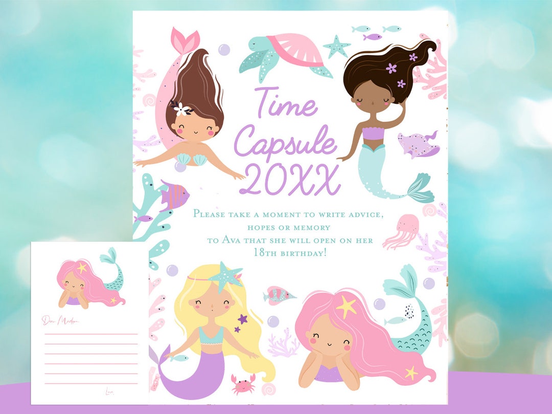 MERMAID Birthday Party Time Capsule, Mermaid First Birthday Oneder the ...