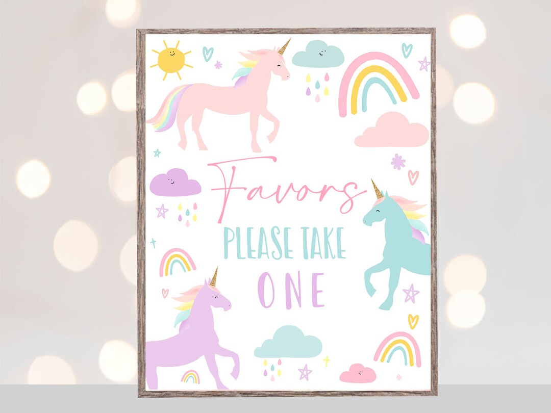 Unicorn Party Sign Party Favor Unicorns and Rainbows Birthday Party 1st ...
