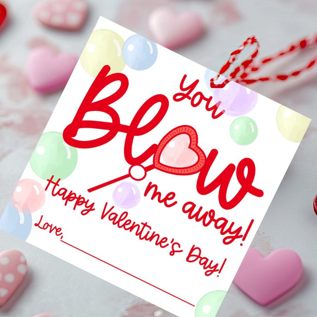 Printable Bubbles Valentine Tag Kids Classroom Valentine's Day Pass Out ...