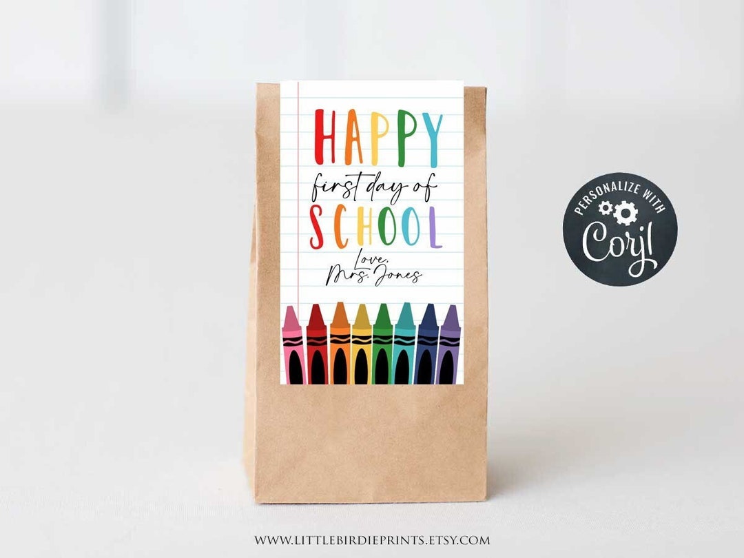 Back to School Gift Tag Template Printable Rainbow First Day of School ...