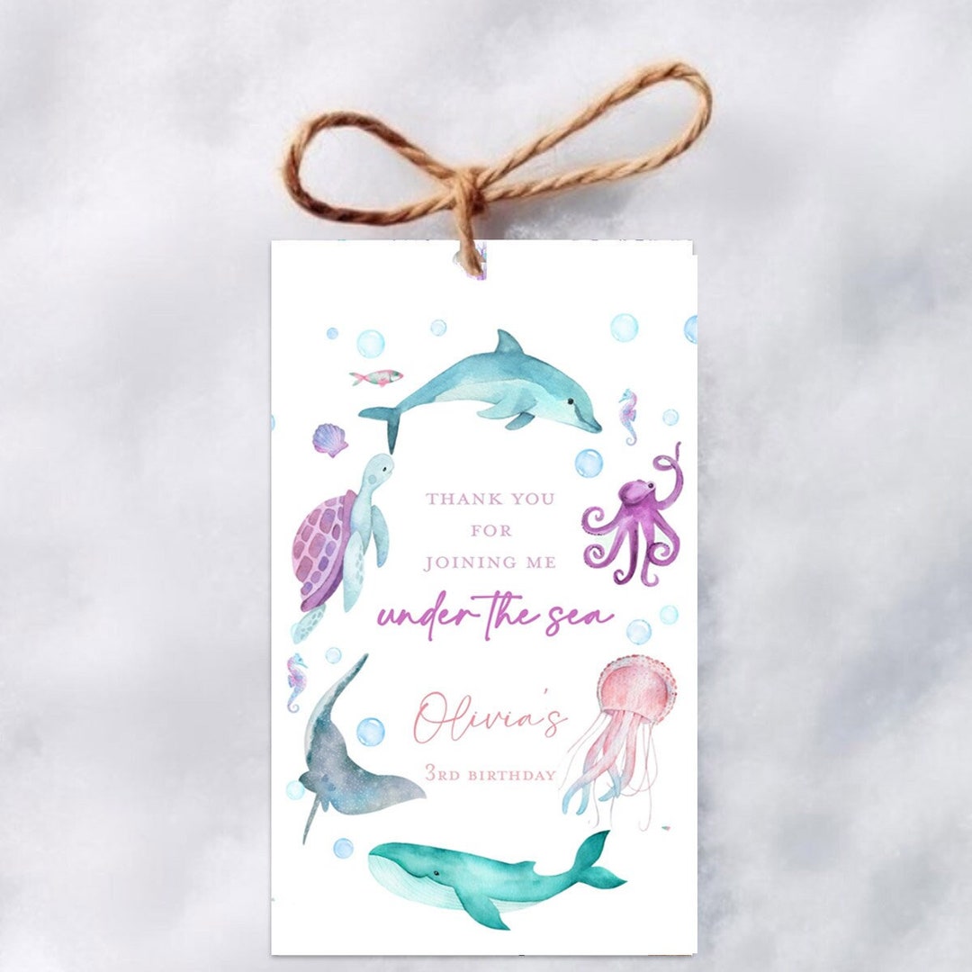 Under the Sea Birthday Party Favor Tag Gift Tag Thank You, Oneder the ...