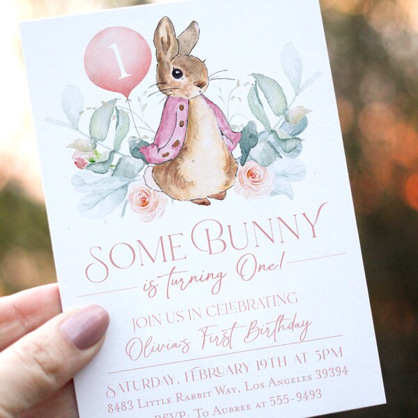 Bunny 1st Birthday Invitation - Etsy