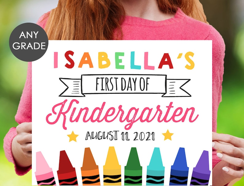 Editable First Day of School Sign 1st Day of Kindergarten | Etsy