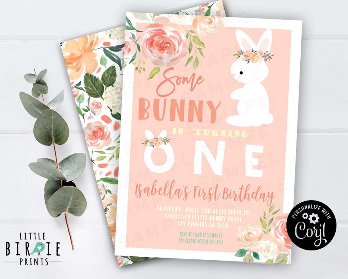 SOME BUNNY is Turning One Invitation Bunny First Birthday - Etsy