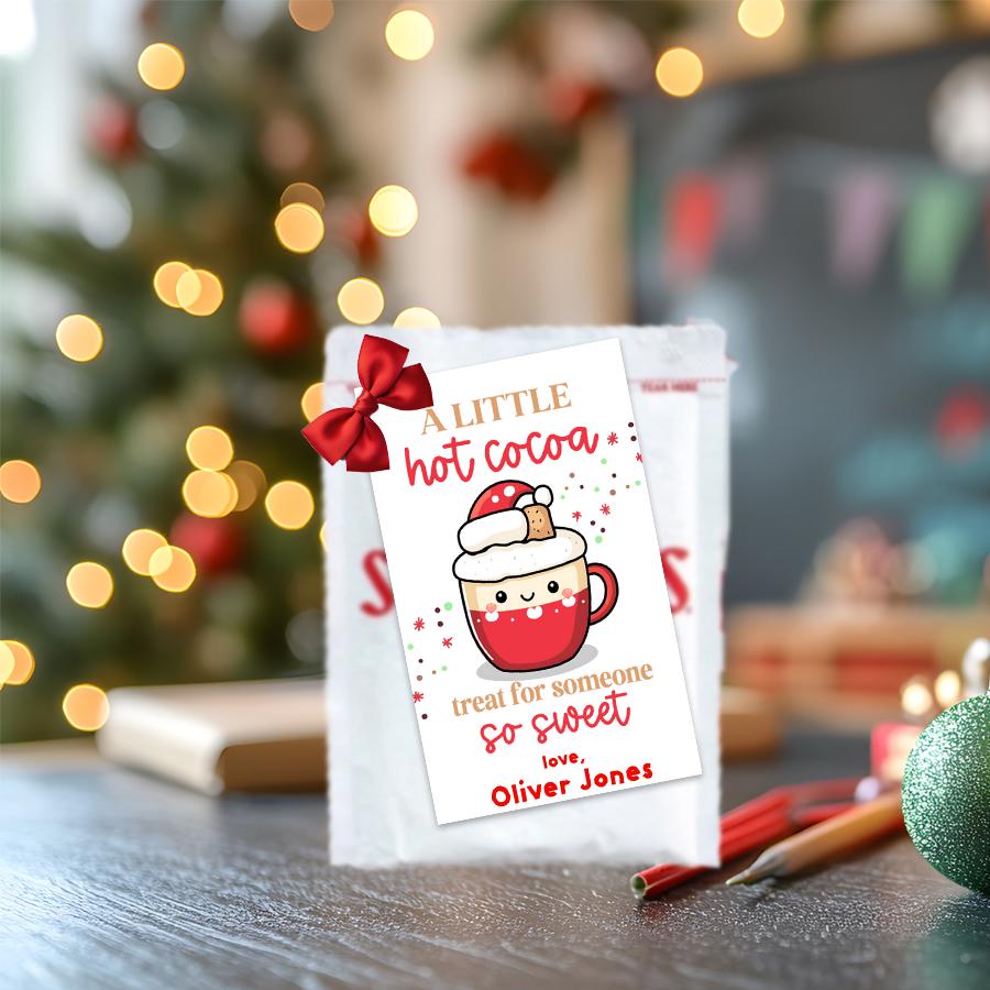Hot Cocoa Gift Tag Christmas, Hot Chocolate Gift Tag, Kids School ...