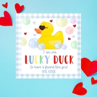 Rubber Duck Valentine's Day Tag, Pink Kids Valentine Cards for ...