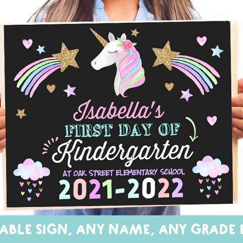 First Day of School Chalkboard Sign Unicorn Girl 1st Day of - Etsy