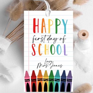 Back to School Gift Tag Template Printable Rainbow First Day of School ...
