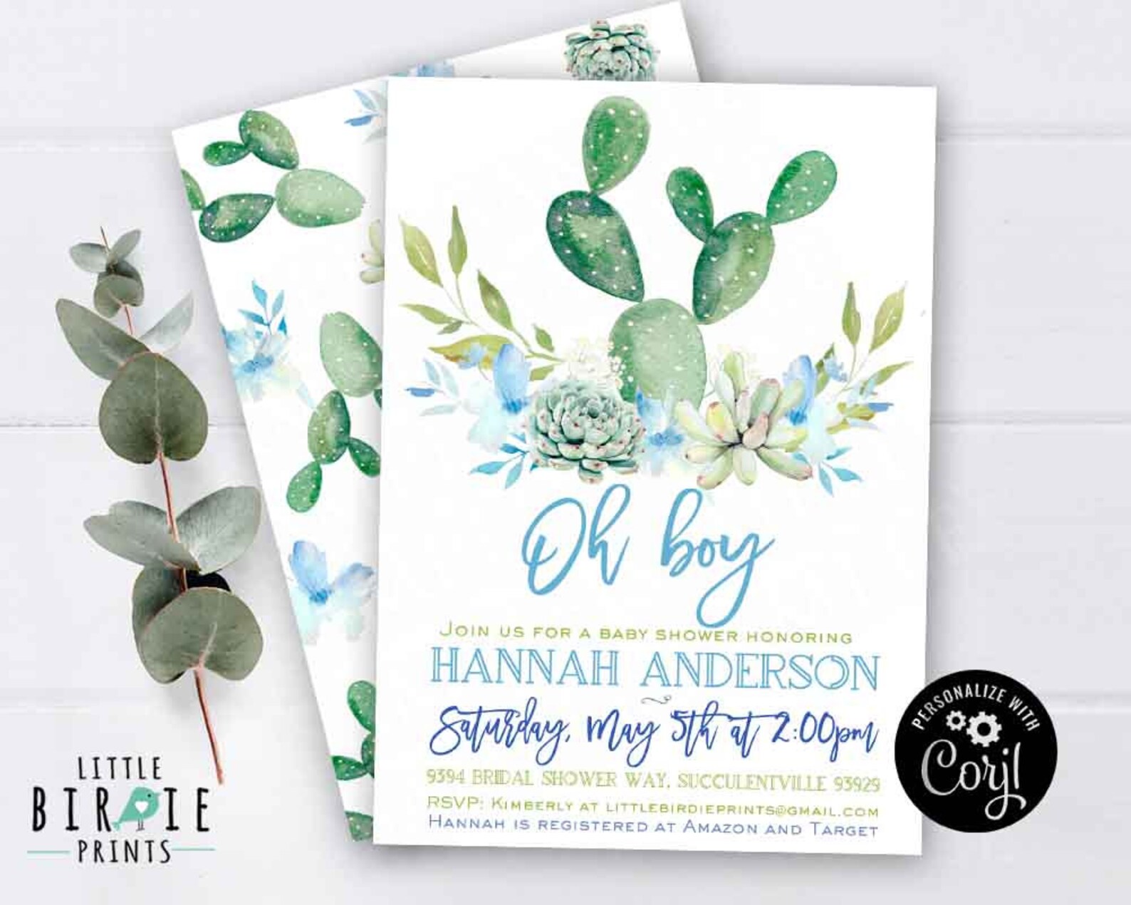 Cactus Baby Shower Game Nursery Rhyme Quiz Blue Cactus - Etsy