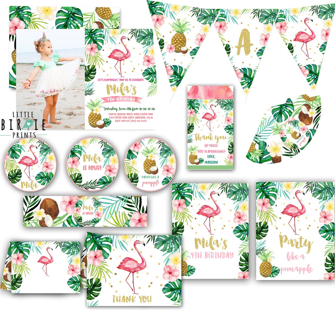 Flamingo Banner Tropical Flamingo Birthday Party Banner - Etsy