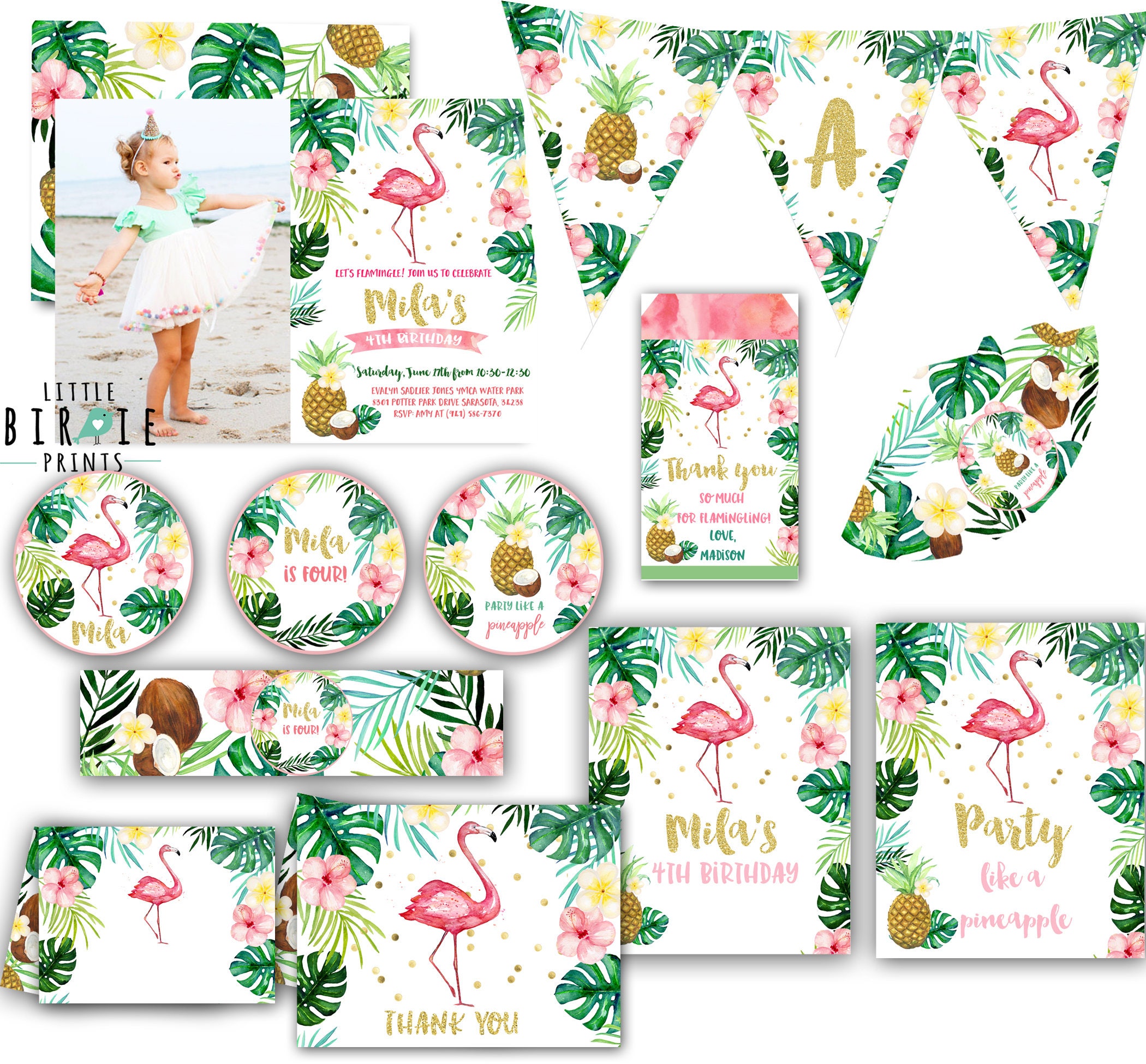 Flamingo Banner Tropical Flamingo Birthday Party Banner | Etsy