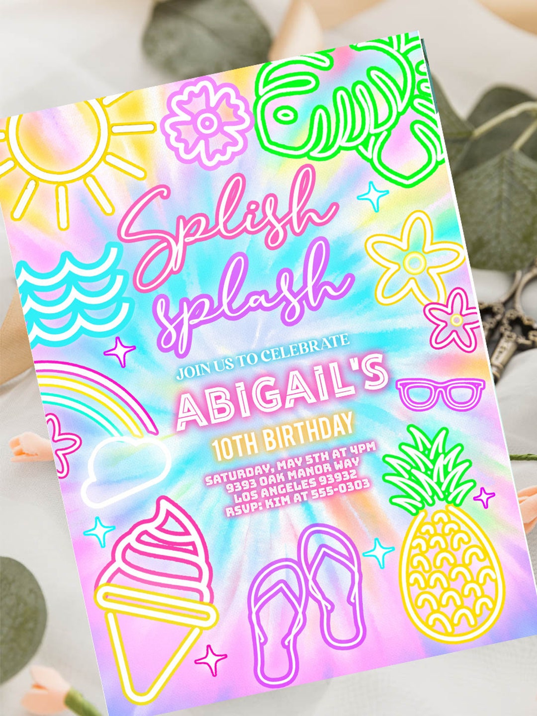 Pool Party Birthday Invitation, Splish Splash Invitation, Waterpark ...
