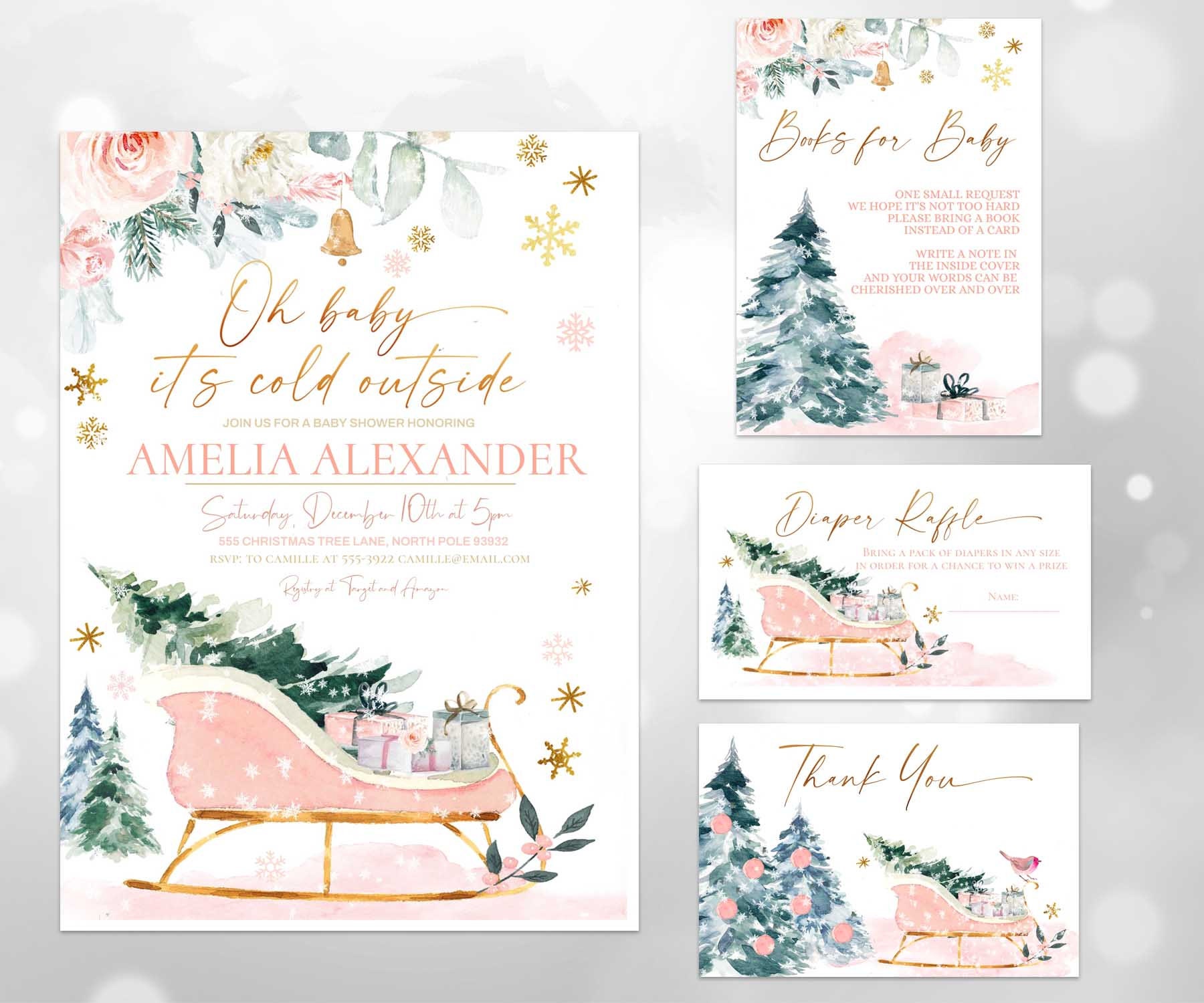 Editable Baby It's Cold Outside Invitation Girl Winter - Etsy
