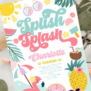 Pool Party Birthday Invitation, Splish Splash Invitation, Summer Splash ...
