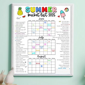 2025 Summer Activity Calendar Large Poster Printable 2025 Kid's Summer ...