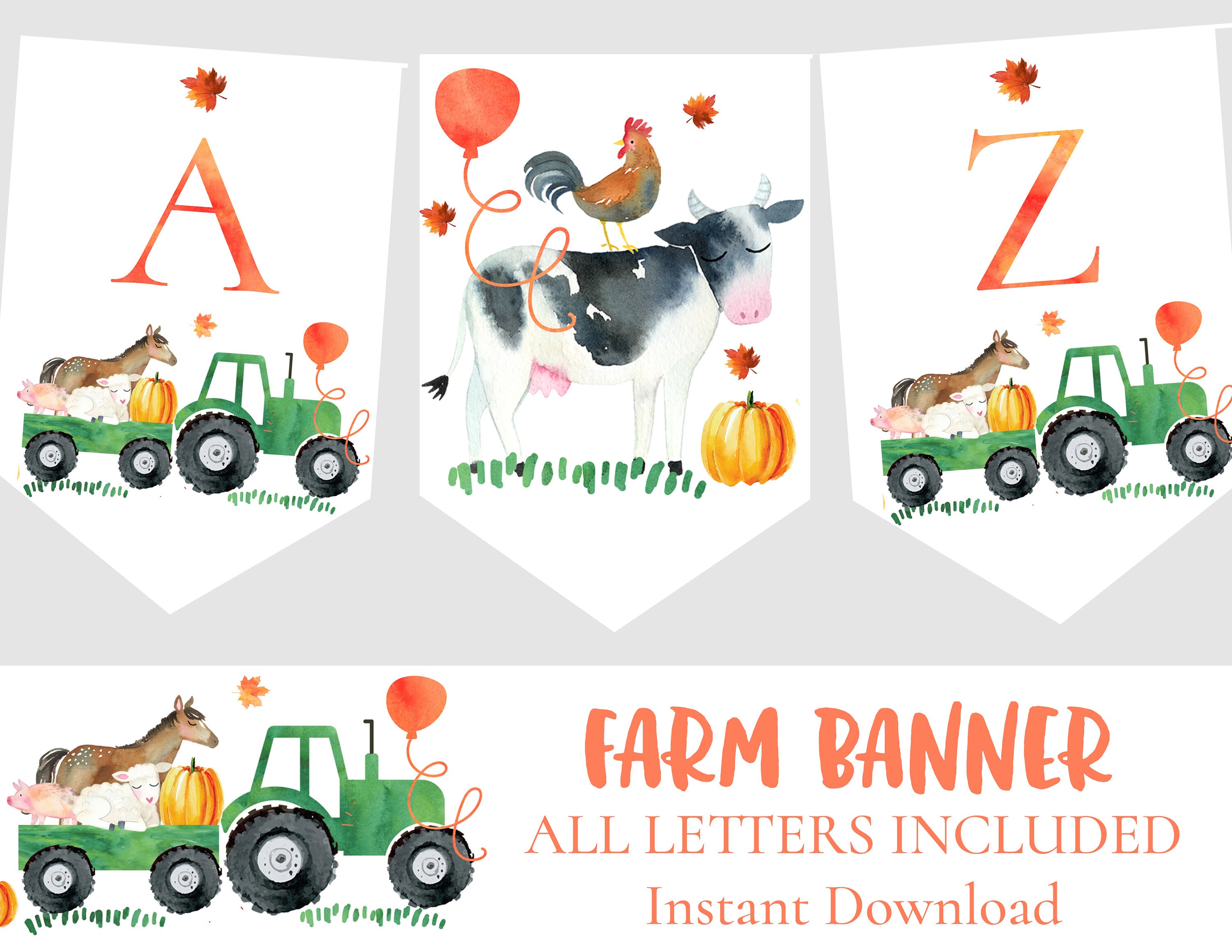 Pumpkin Farm Tractor Birthday Party Banner, Fall Farm Banner, Farm Fall ...