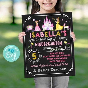 Princess First Day of School Sign First Day of Kindergarten - Etsy