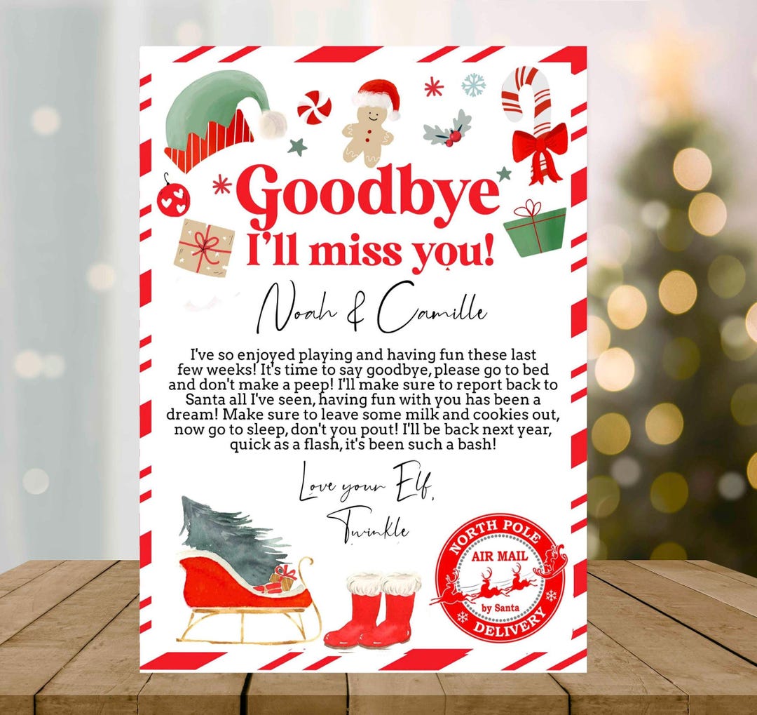 Editable Elf Goodbye Letter From Your Elf, Christmas Eve Activity, Elf ...