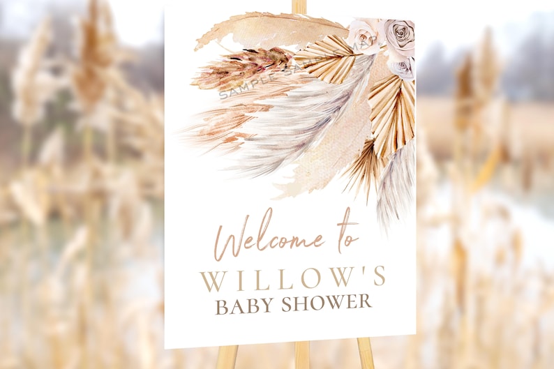 Pampas Grass Welcome Sign Boho Welcome Sign Pampas Baby Shower | Etsy