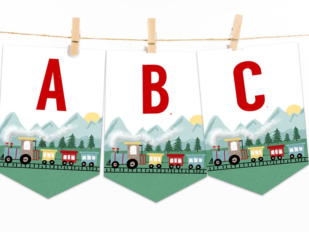 Train Birthday Banner, Choo Choo Train Party Banner Bunting, Train ...