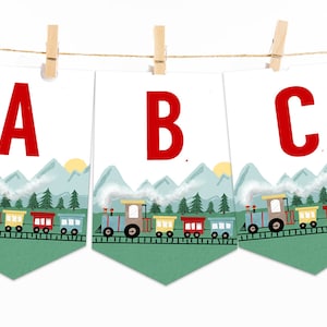 Train Birthday Banner, Choo Choo Train Party Banner Bunting, Train ...