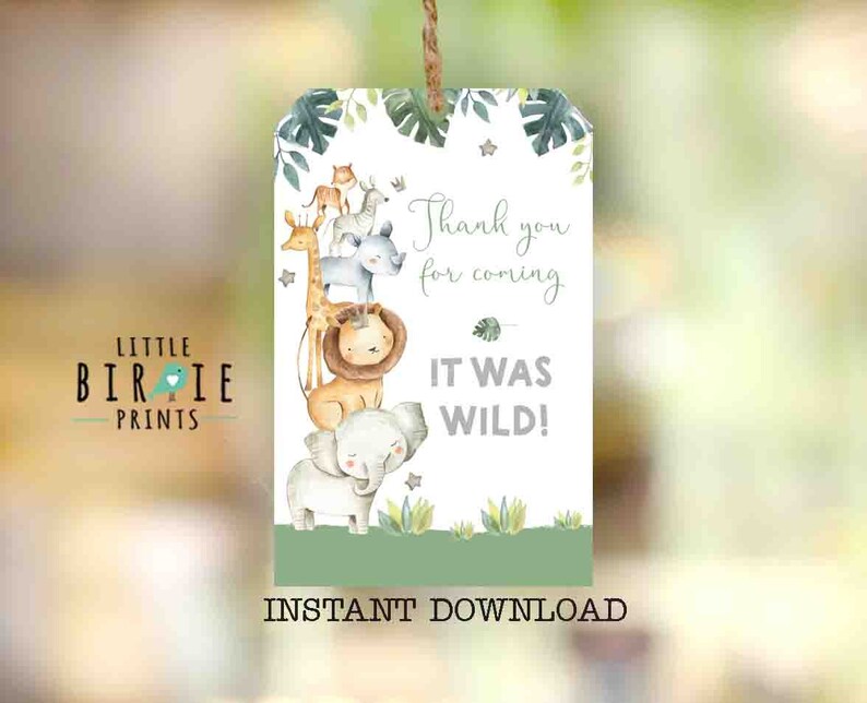 JUNGLE Favor Tags Jungle Baby Shower Party Favor Tags Jungle | Etsy