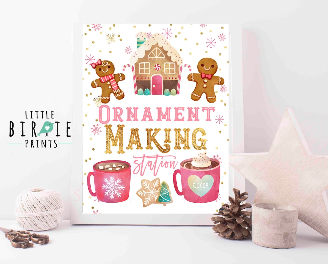 Ornament Making Station Sign Gingerbread House Decorating | Etsy