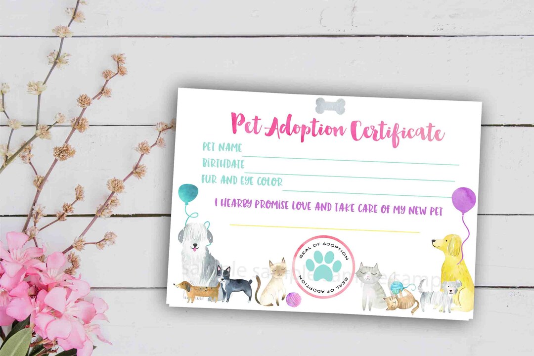 Adoption Certificate Puppy Kitty Party Adopt a Pet Adoption Certificate ...