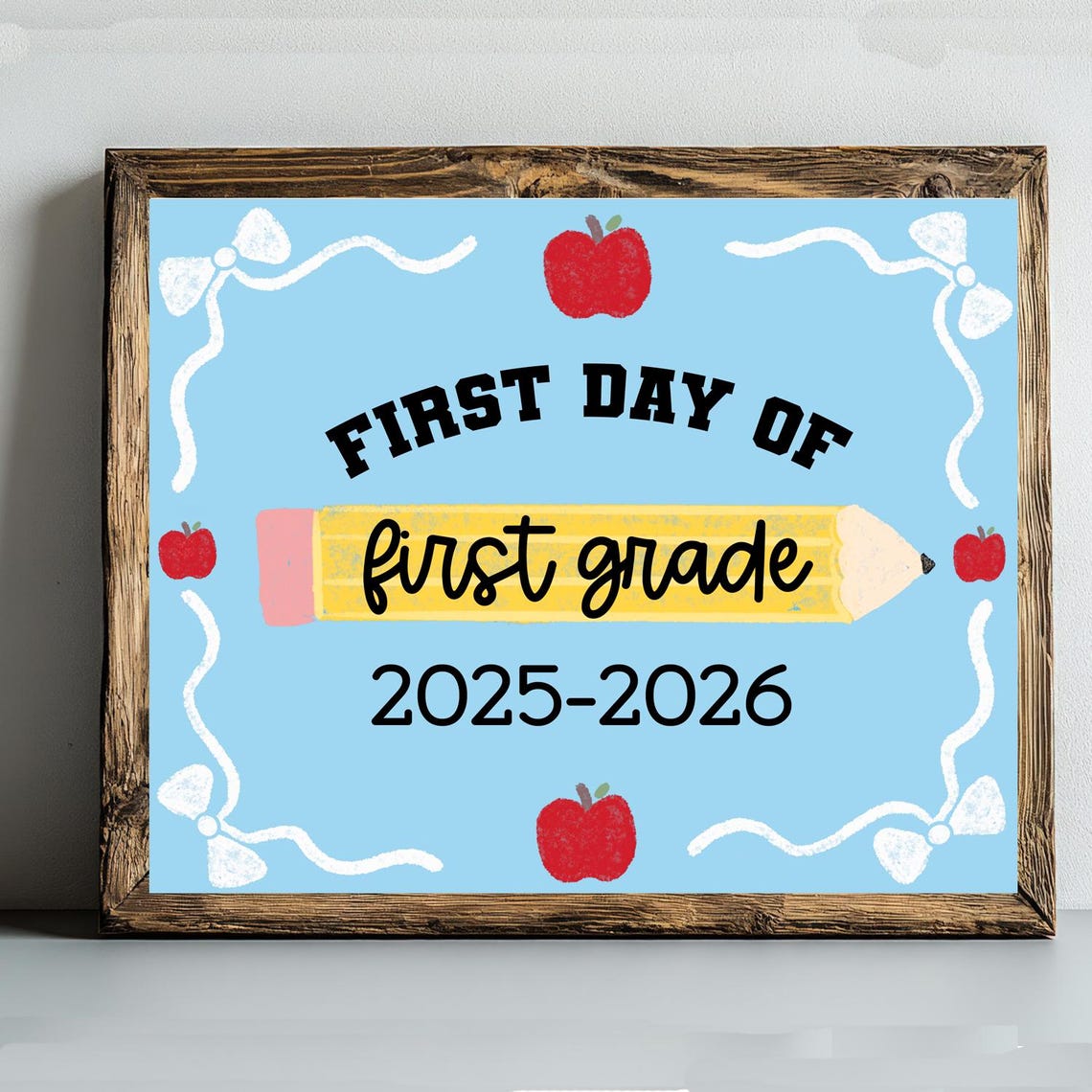 First Day of First Grade Sign Pink Bows Instant Download, Coquette ...