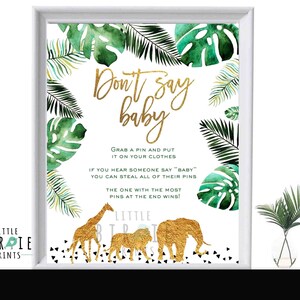 JUNGLE Diaper Raffle Sign Jungle Theme Baby Shower Gold Jungle - Etsy