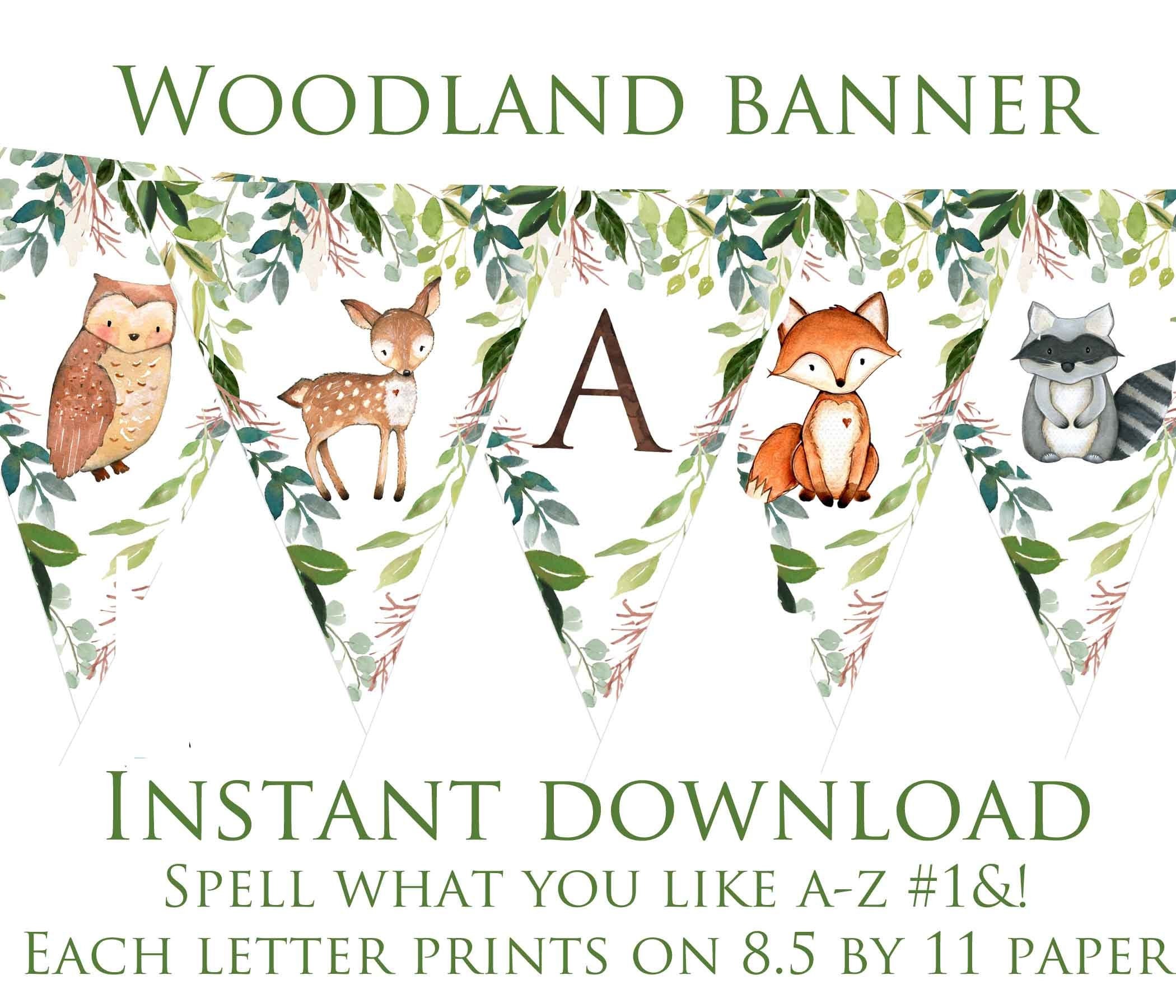Party Supplies Banners & Signs Woodland party Decorations Woodland ...