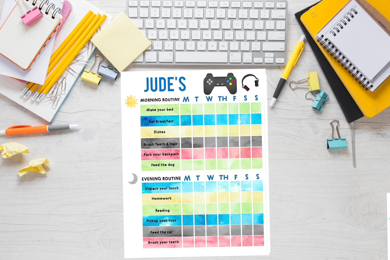 Video Game Reward Chart Chore Chart Boys Morning Evening - Etsy