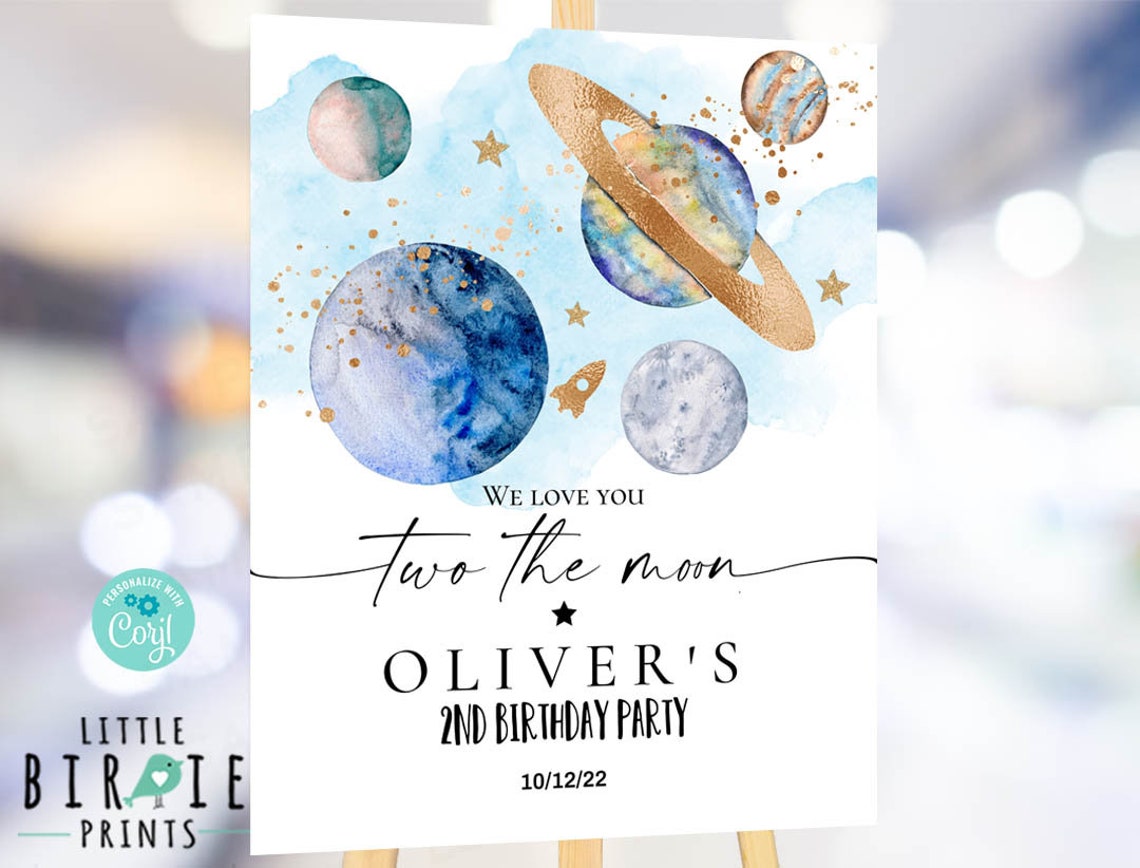 TWO THE MOON Welcome Sign Outer Space 2nd Birthday Party - Etsy