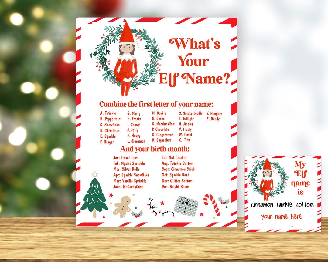 Elf Game What is My Elf Name Christmas Game Classroom - Etsy