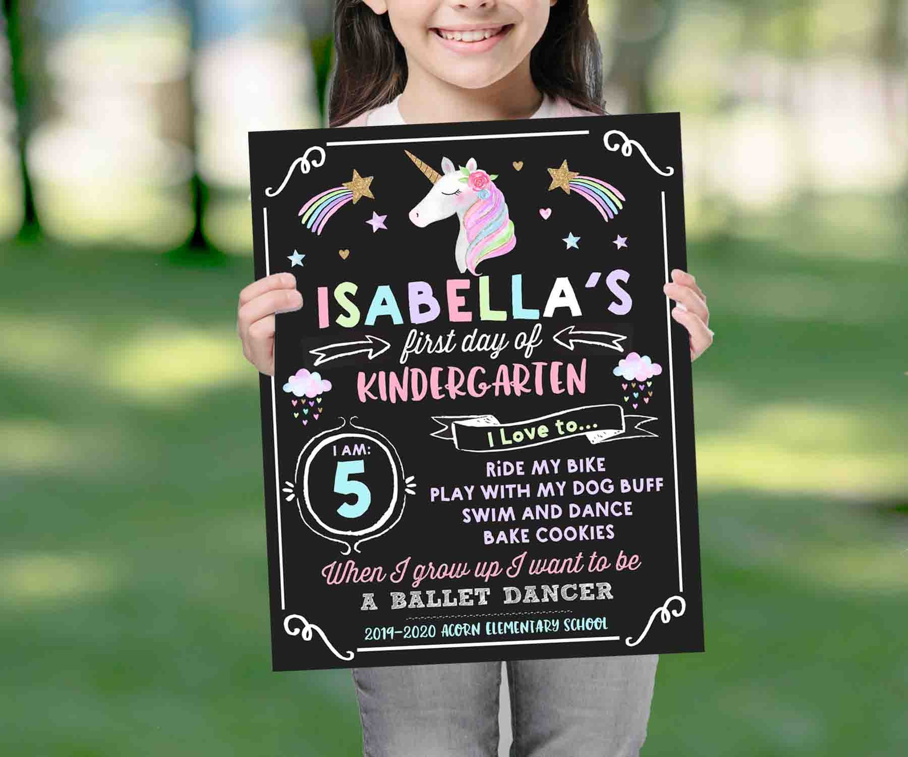 Unicorn First Day of School Sign First Day of Kindergarten | Etsy