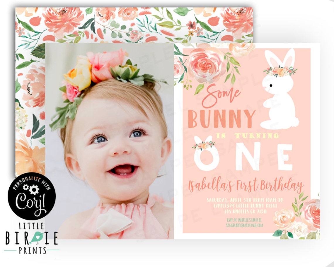 SOME BUNNY is Turning One Invitation Bunny First Birthday - Etsy
